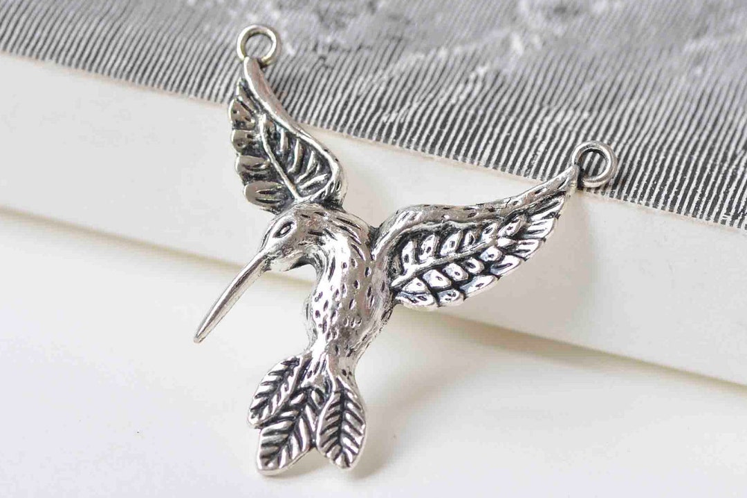 10 Pcs Flying Eagle Hummingbird Connector Antique Silver Charms 30x36mm ...