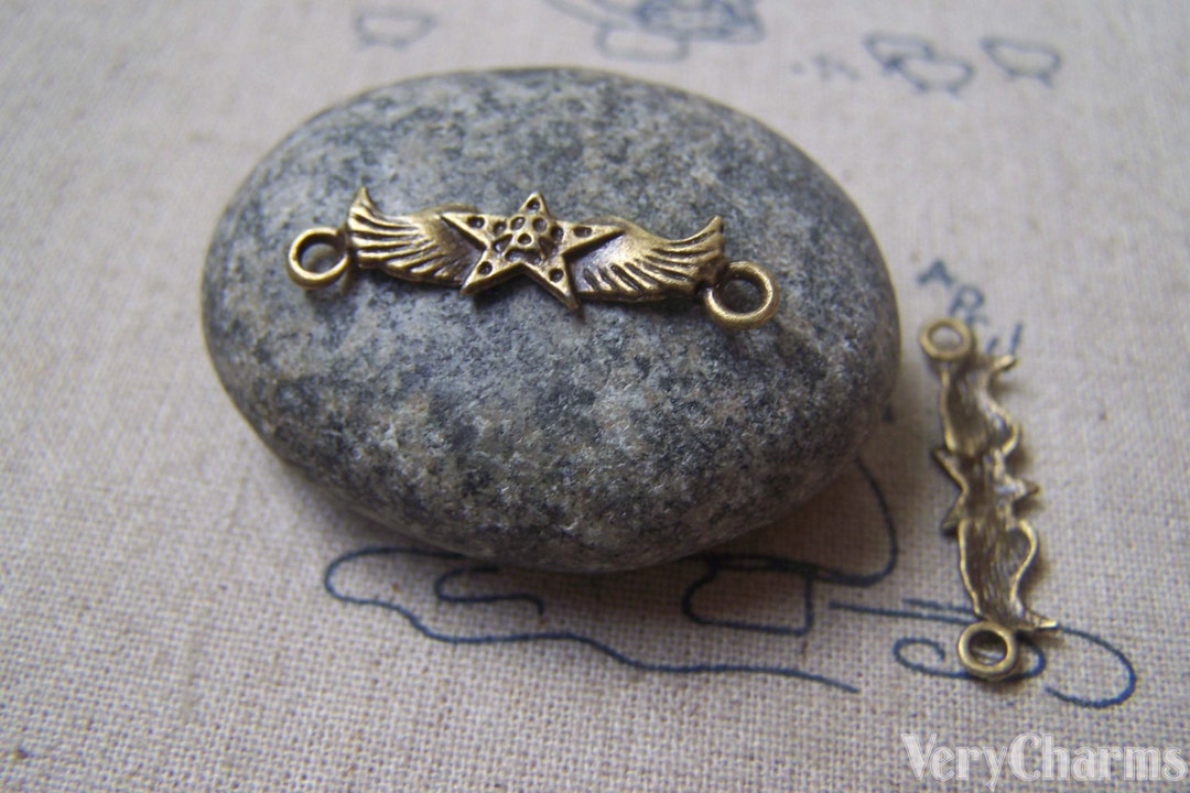 20 Pcs of Antique Bronze Skull Star Wings Connectors 7x27mm A4913 - Etsy