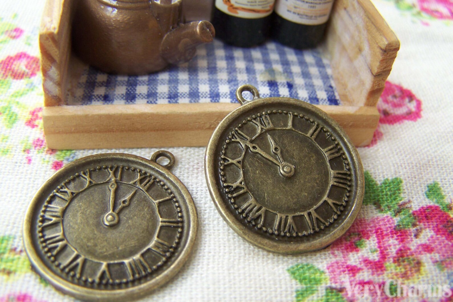 10 Pcs of Antique Bronze Round Clock Charms 24mm A479 | Etsy