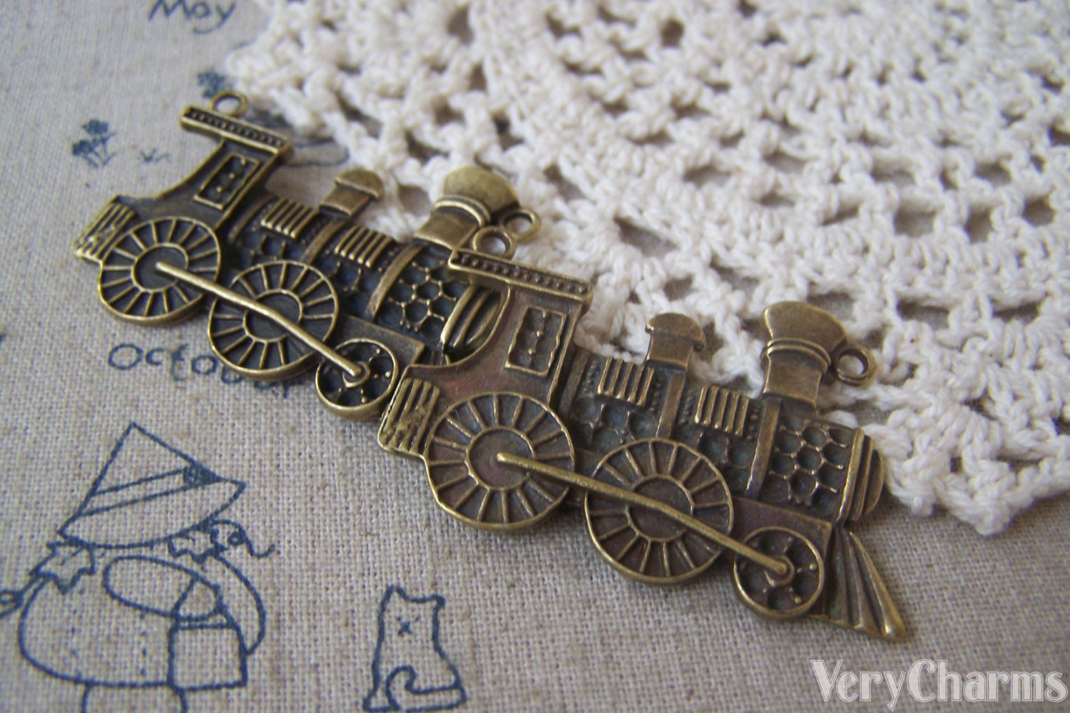 8 Pcs of Antique Bronze Train Head Connector Pendants 31x45mm - Etsy