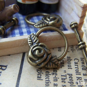 10 Sets of Antique Bronze Rose Flower Toggle Clasps A218 - Etsy