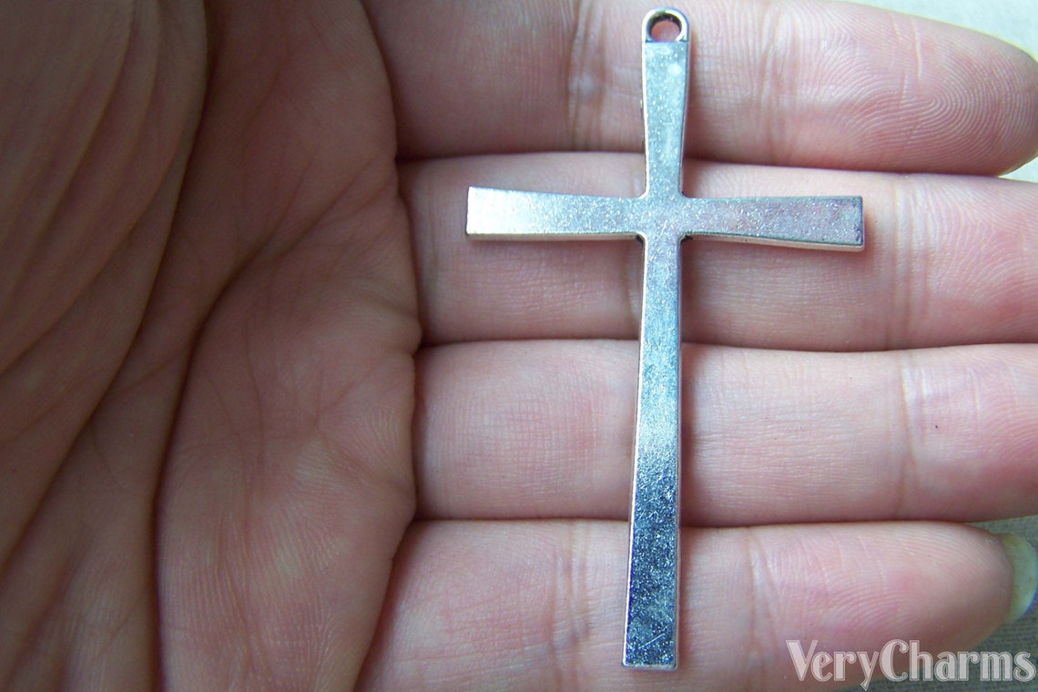 10 pcs of Antique Silver Flat Cross Charms Huge Size 36x60mm | Etsy