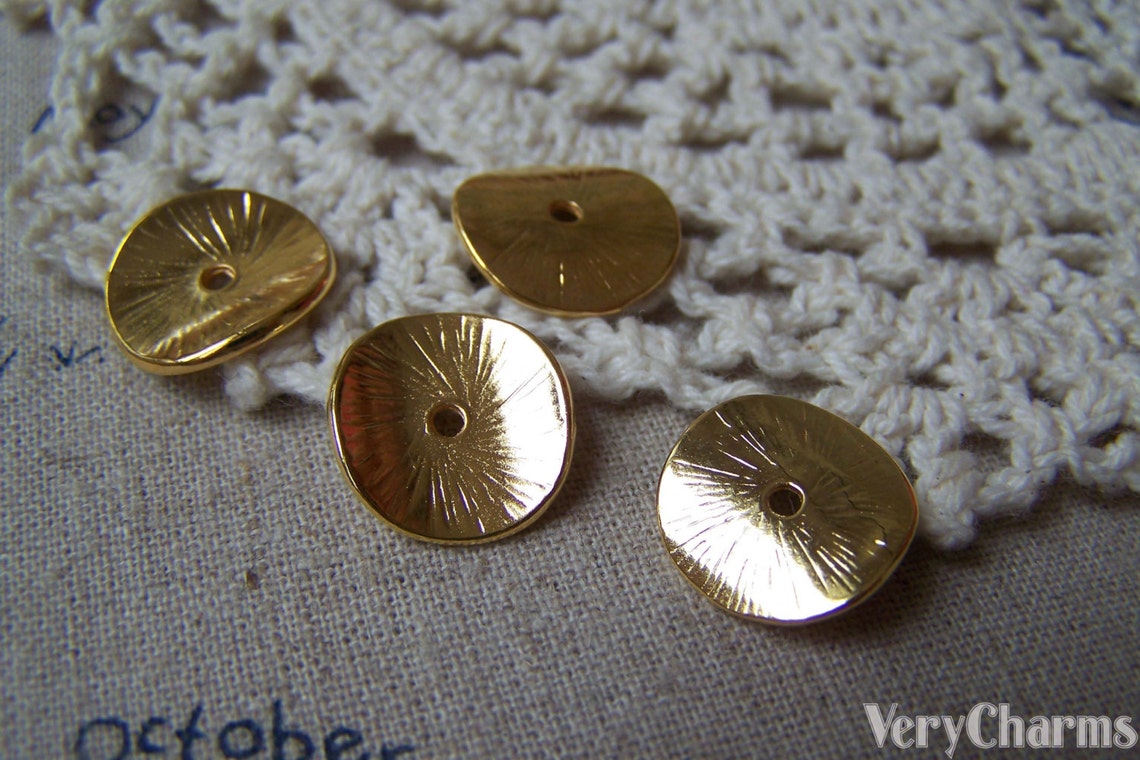 Gold Curved Round Potato Chip Spacer Disc Beads Jewelry Making | Etsy