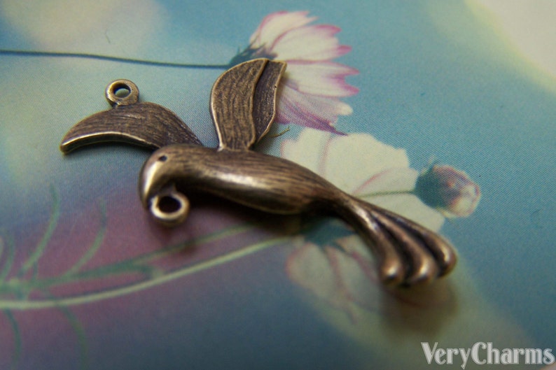 20 Pcs Antique Bronze Hummingbird Bird Connector Charms - Etsy