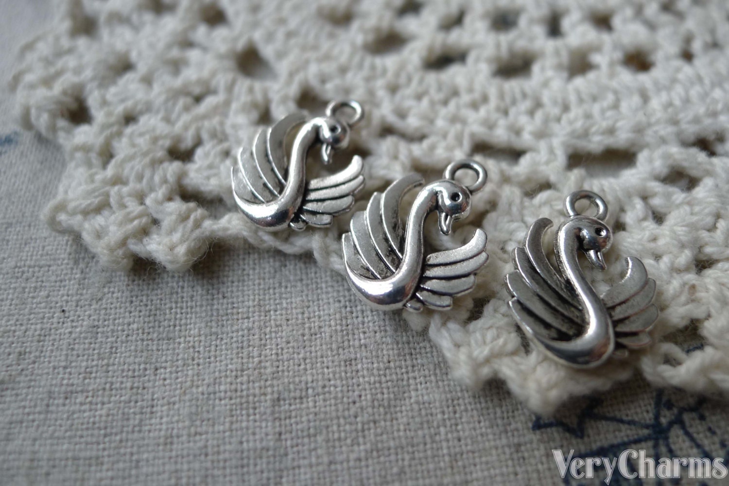 Antique Silver Swan Charms 12x17mm Double Sided Set of 30 - Etsy