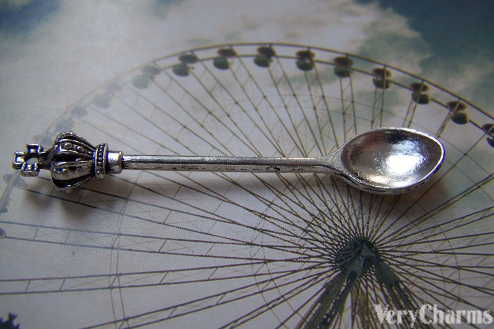 10 Pcs of Antique Silver Crown Spoon Charms Cutlery Pendants - Etsy
