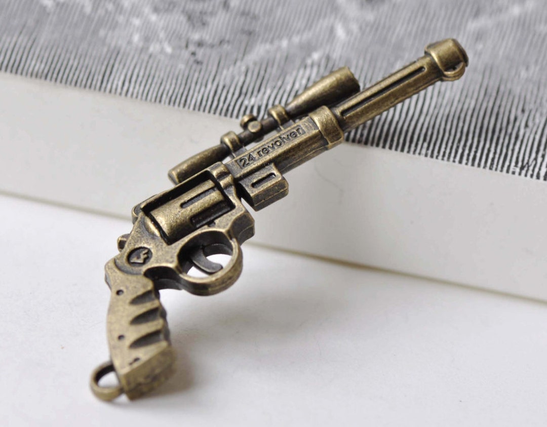 6 Pcs of Antique Bronze Revolver Gun Pendants Charms 30x56mm A7779 - Etsy