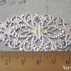 Silver Metal Embellishments Filigree Floral Findings 35x80mm Set of 20 ...