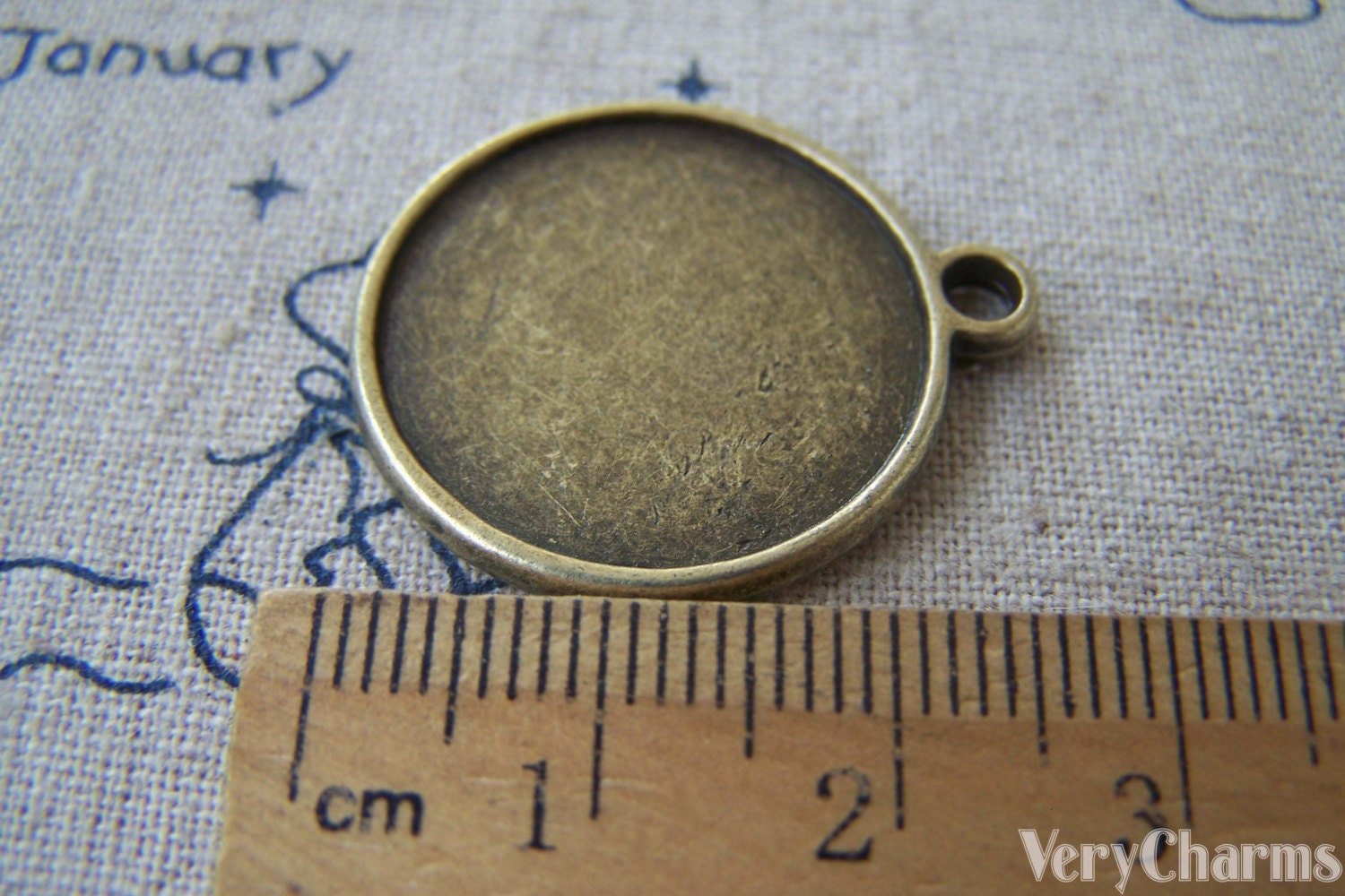 10 Pcs of Antique Bronze Round Base Settings Pendant Double Sided Match ...