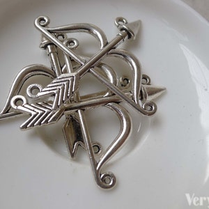 10 Pcs of Antique Silver Bow and Arrow Connectors Charms Pendants ...