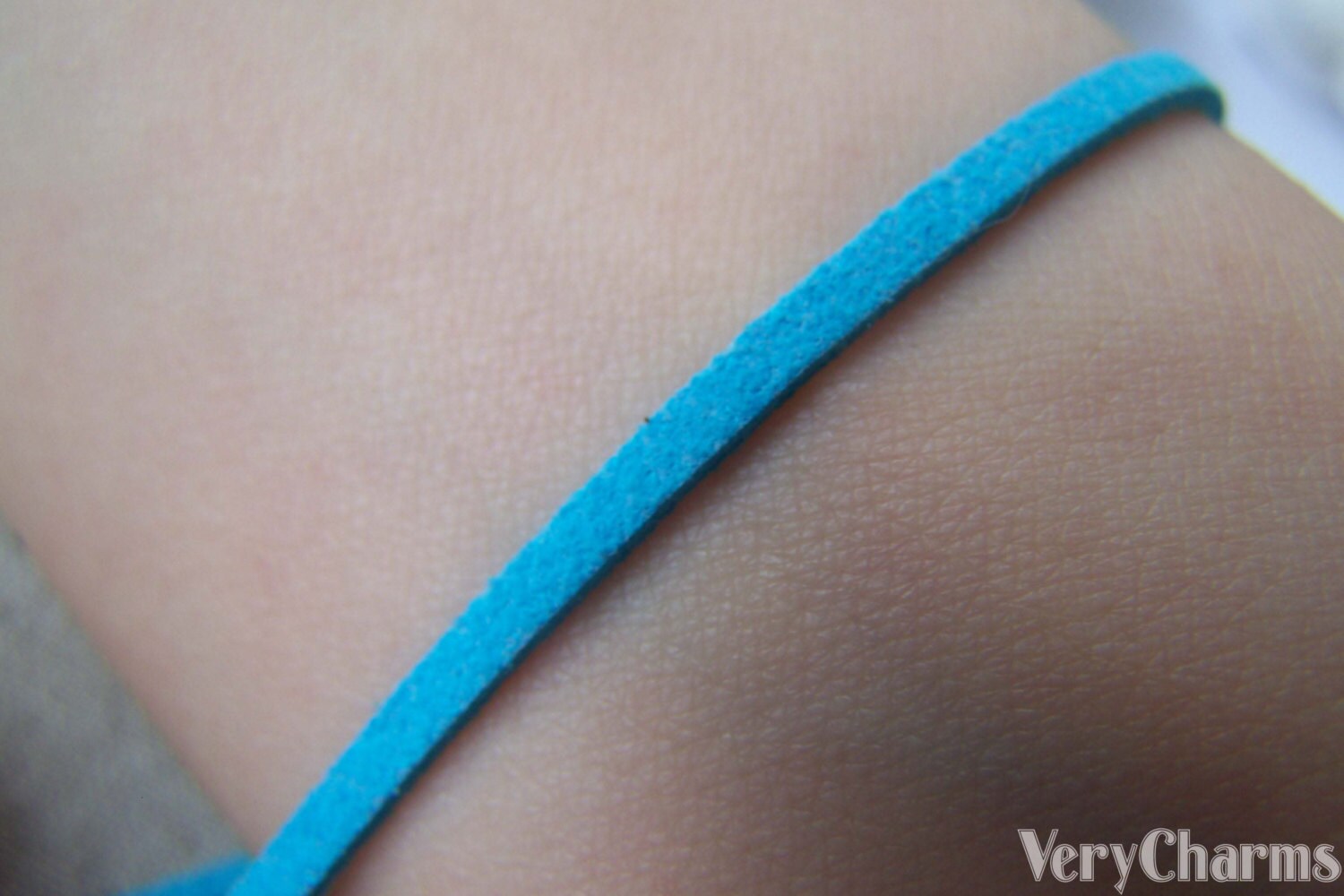10 Meters of Square Light Blue Suede Faux Leather Ribbon Cords String ...