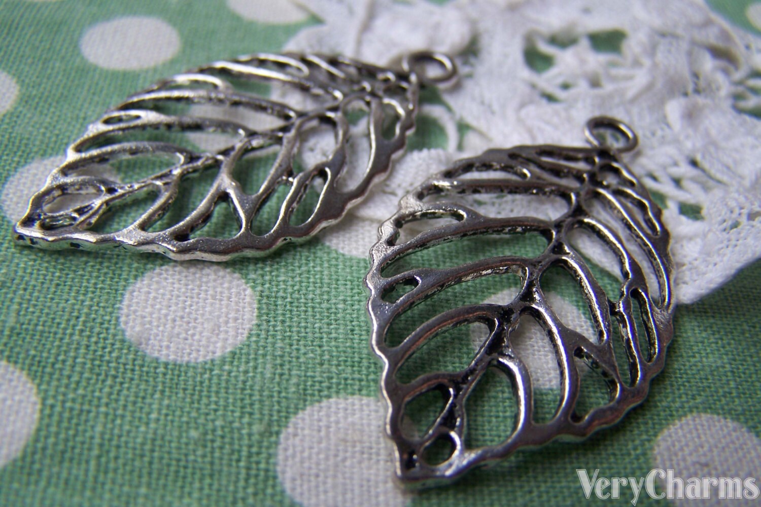10 pcs of Antique Silver Filigree Leaf Charms Pendants 26x44mm | Etsy