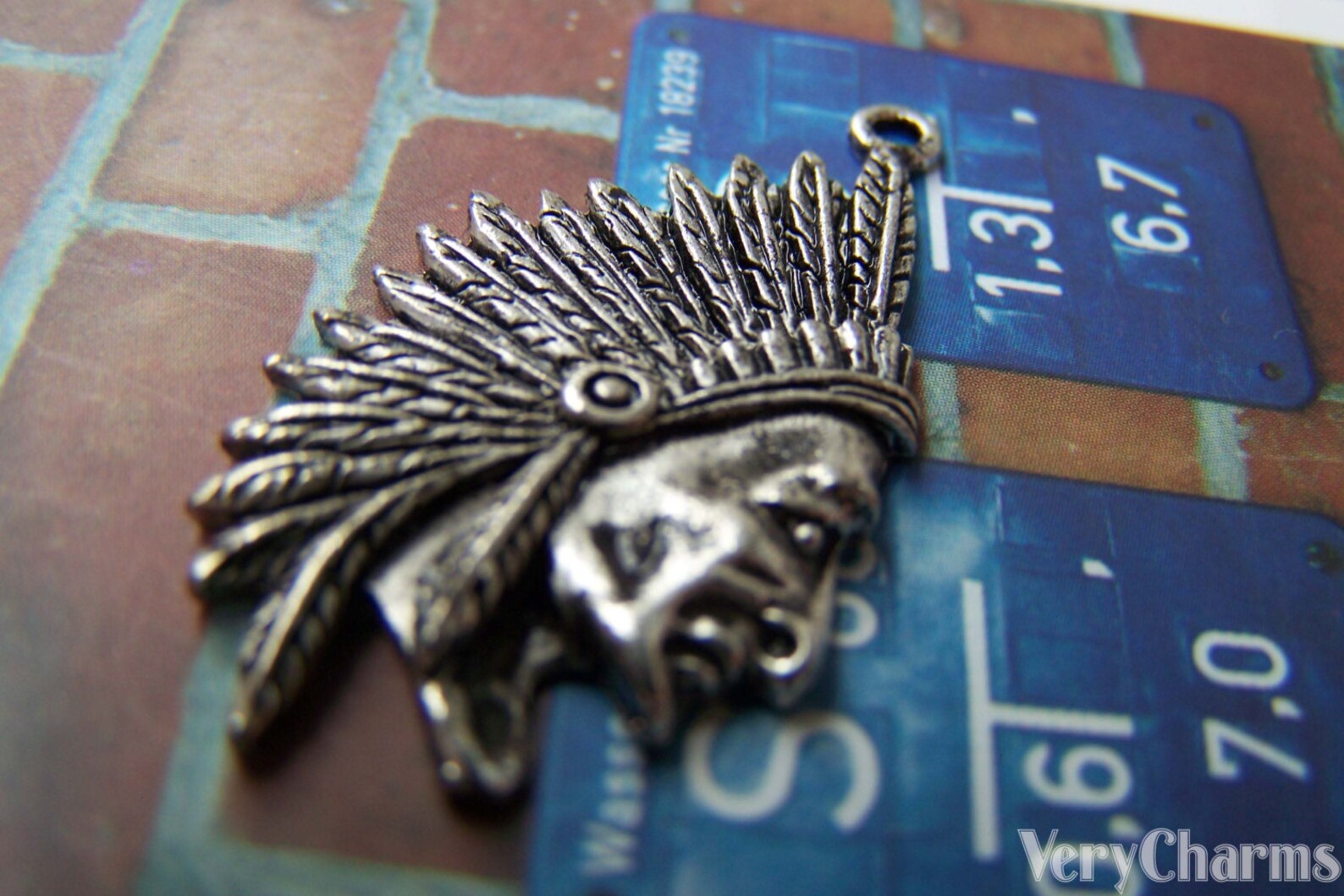 Indian Chief Charms Antique Silver Native American Pendants 30x55mm Set ...