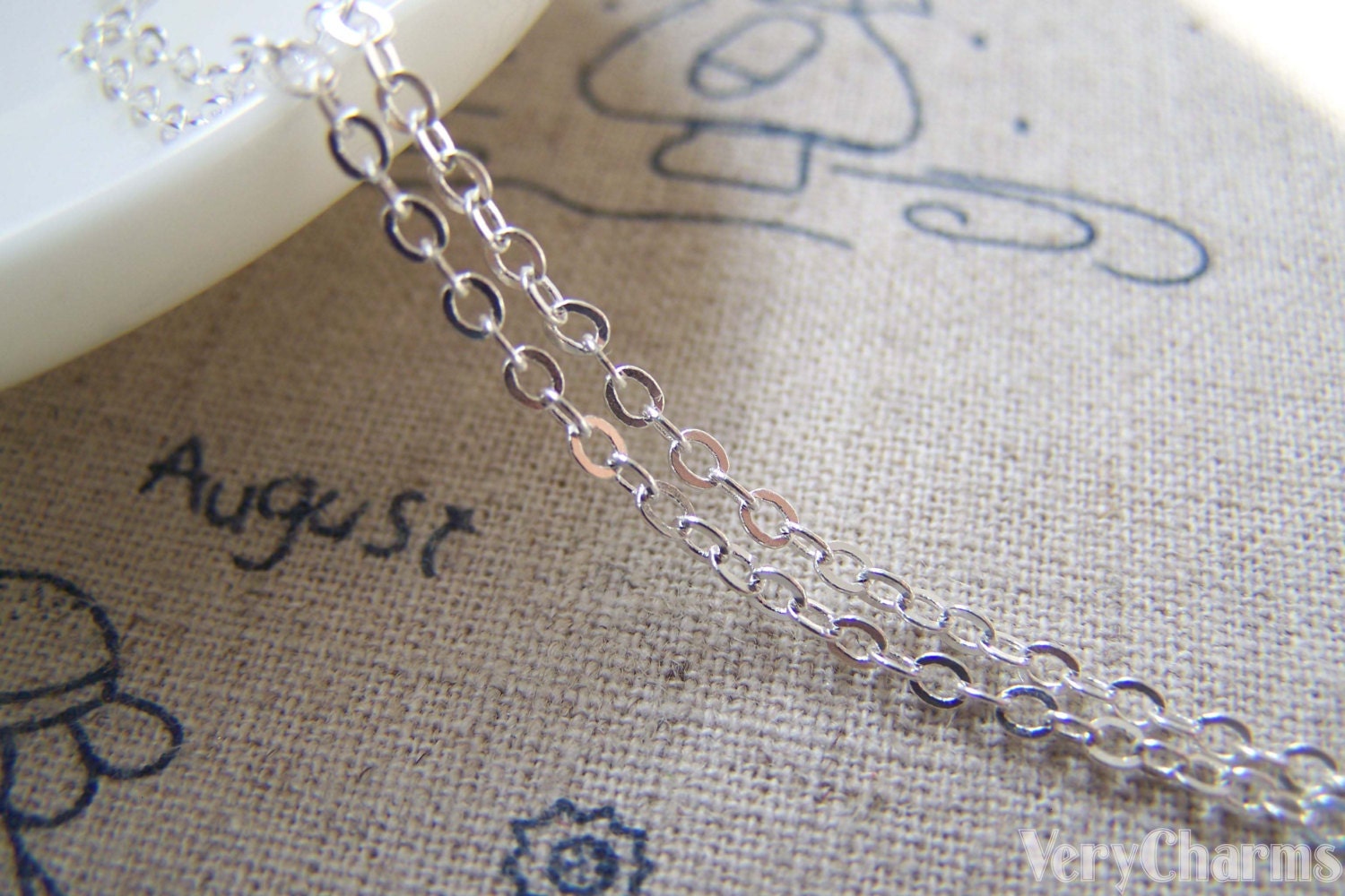 16ft 5m Silver Plated Brass Tiny Flat Oval Cable Chain - Etsy
