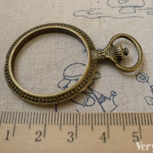 Pocket Watch Frame Antique Bronze Round Pendants 37x55mm Set of 4 Pcs ...