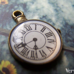 6 Pcs of Antique Bronze Enamel Clock Charms Small Size 18x23mm A473 - Etsy