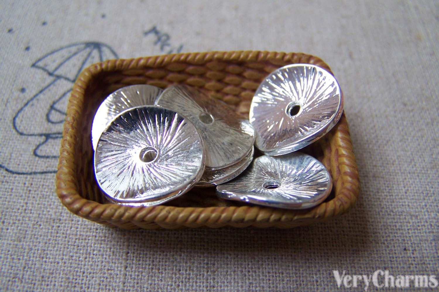 50 Pcs of Silver Tone Brass Curved Round Potato Chip Spacer - Etsy ...
