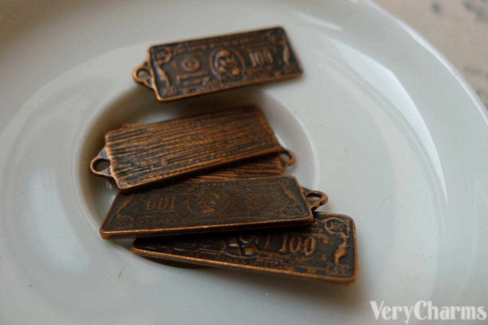 10 Pcs of Antique Copper One Hundred US Dollar Bill Money Charms ...