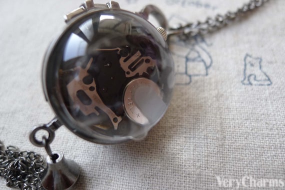 1 PC Antique Silver Glass Bubble Orb Pocket Watch Pendant 1 PC Antique Silver Glass Bubble Orb Pocket Watch Pendant