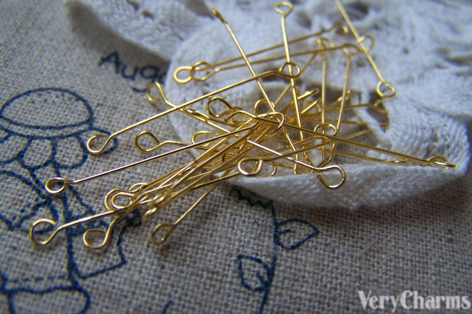 50 Pcs Gold Double Sided Eye Pins Connector 25mm 28gauge A2821 | Etsy