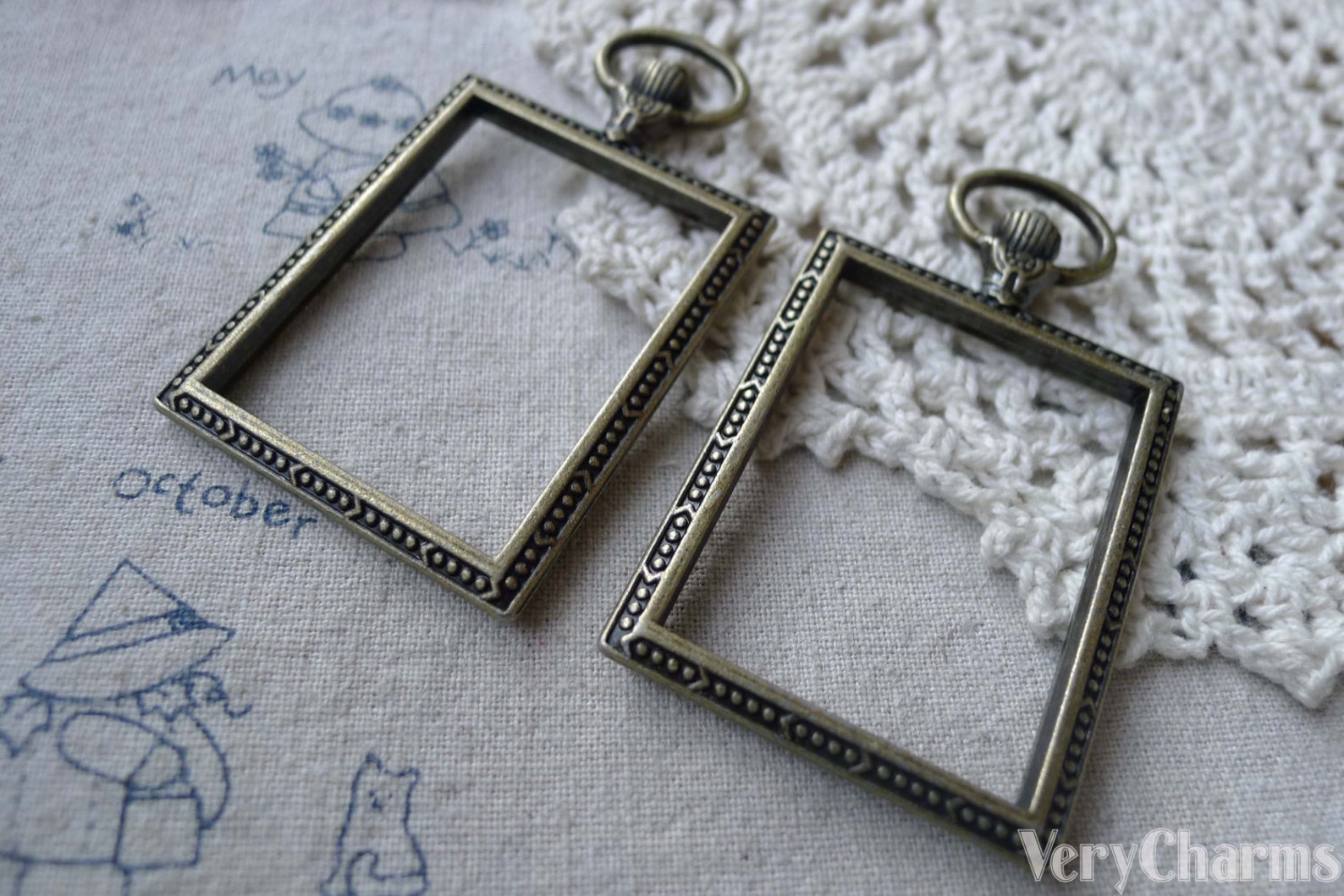4 Pcs Antique Bronze Rectangular Pocket Watch Frame Base - Etsy