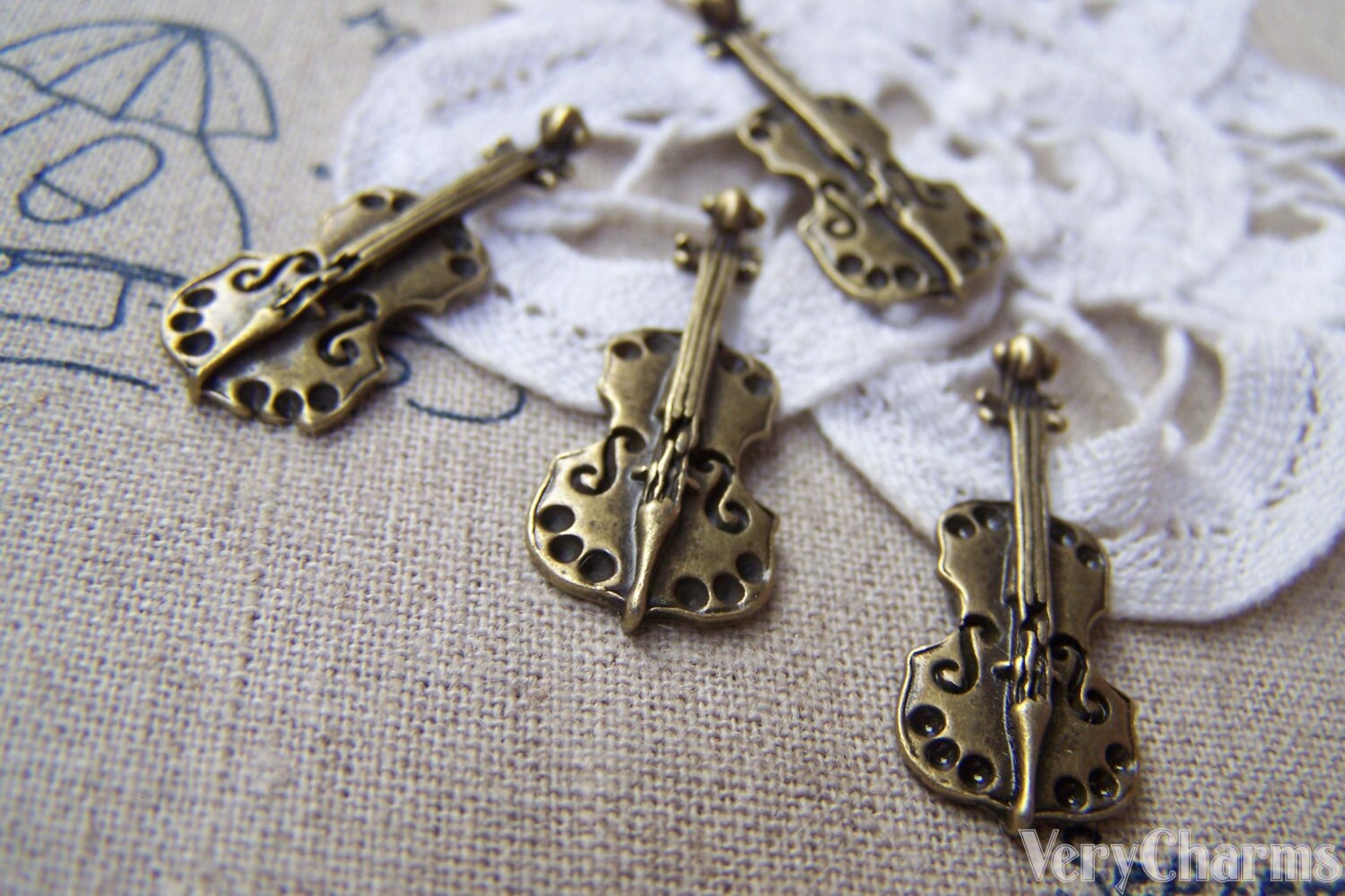 10 Pcs of Antique Bronze Music Instruments Cello Violin Charms - Etsy