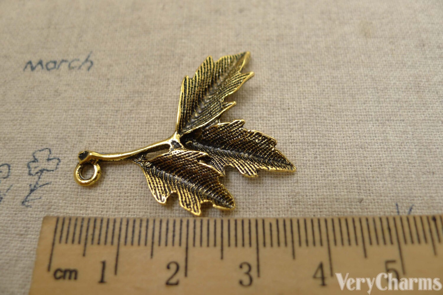 10 Pcs of Antique Gold Three Leaf Branch Charms 27x35mm A7392 - Etsy
