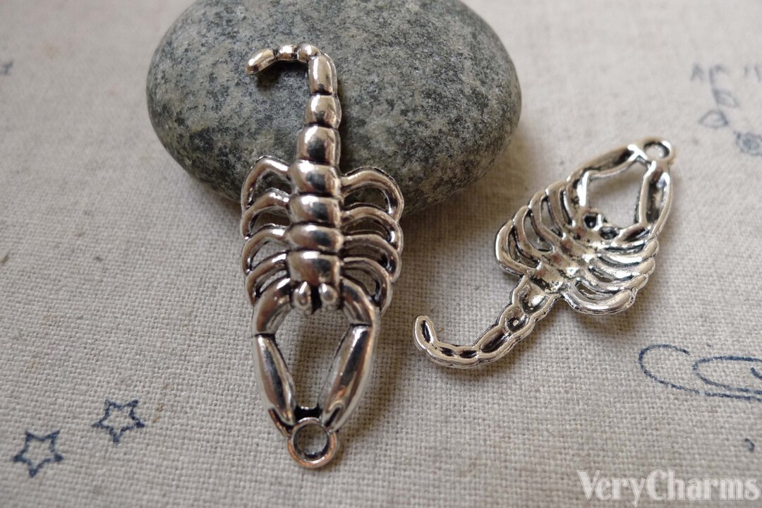 20 Pcs of Antique Silver Scorpion Charms Pendants Double Sided 16x41mm ...