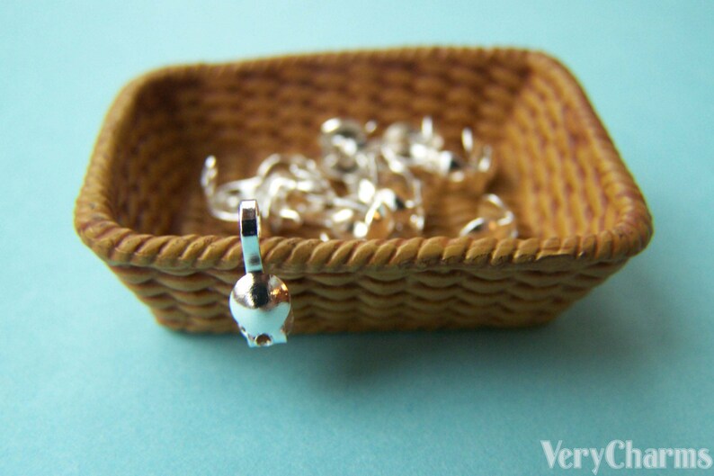 200 pcs of Silver Tone Fold Over Clamshell Clasps Bead Tips | Etsy