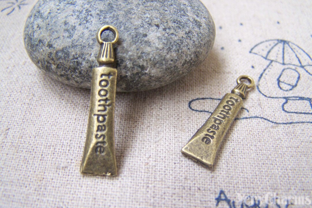 10 Pcs of Antique Bronze Toothpaste Charms 7x28mm A2914 - Etsy