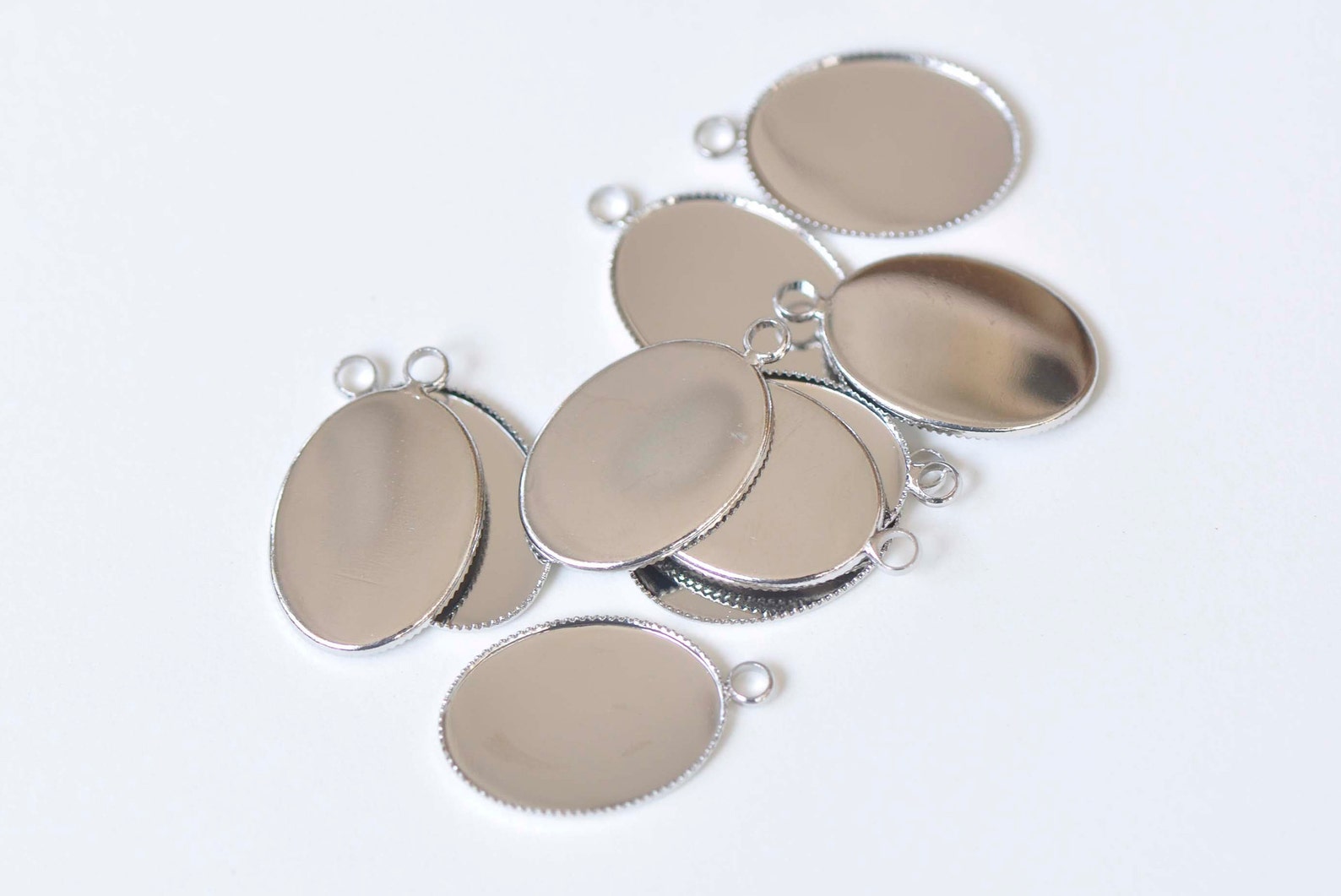 Brass Oval Sawtooth Pendant Tray Base Settings Match 13x18/18x25 ...