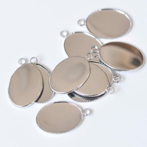 Brass Oval Sawtooth Pendant Tray Base Settings Match 13x18/18x25 ...