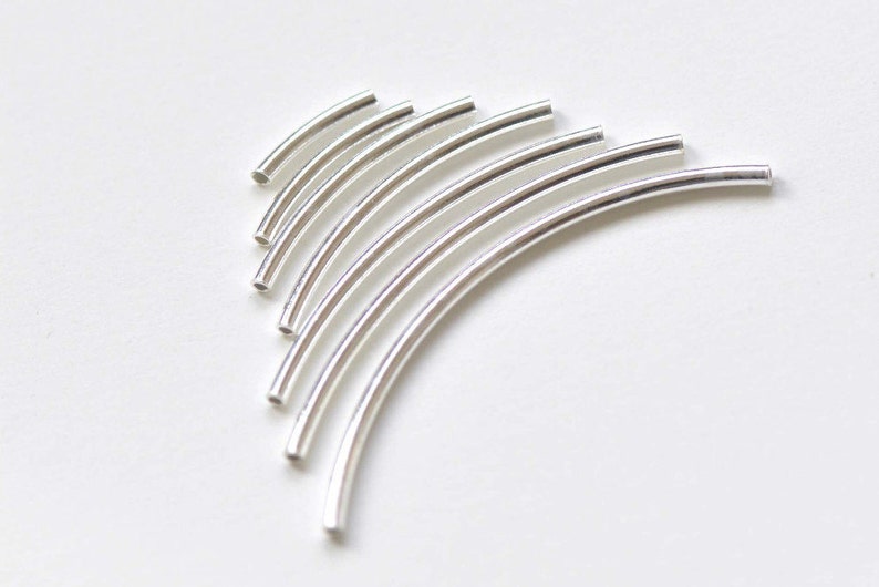Polished Sterling Silver Curved Tubes 10mm/15mm/20mm/25mm/30mm/35mm ...