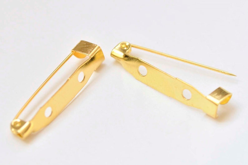 50 pcs Shiny Gold Tone Brooch Back Base Bar Pins Findings 2 | Etsy