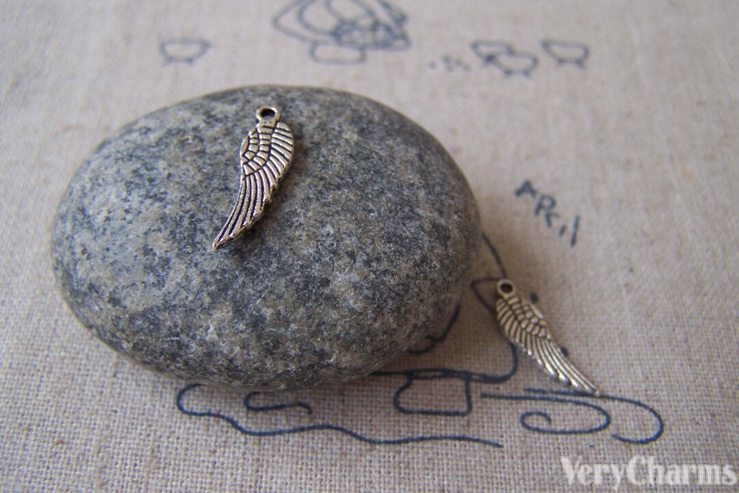 50 Pcs of Antique Silver Feather Wing Charms 5x16mm A4530 - Etsy
