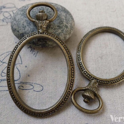 Pocket Watch Frame Antique Bronze Round Pendants 37x55mm Set - Etsy