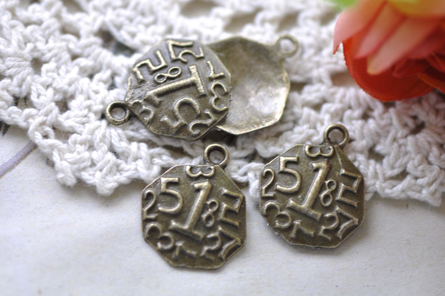 Antique Bronze Steampunk Arabic Number Plate Pendant Charms - Etsy