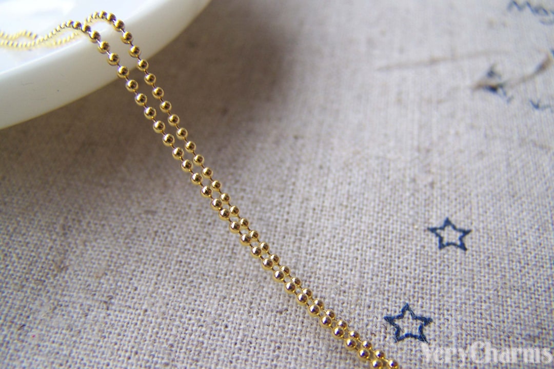 16ft (5m) Gold Tone Brass Bead Ball Chain Jewelry Findings 1.2mm A3948 ...