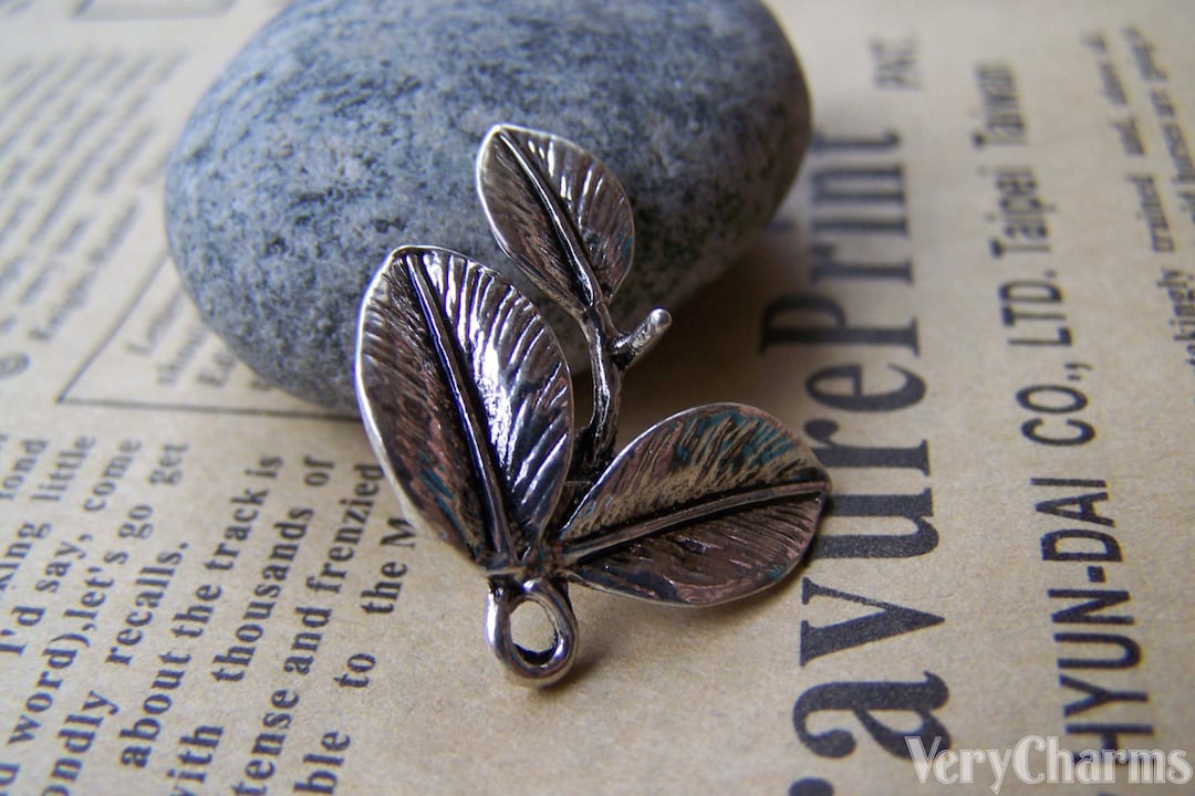 10 Pcs of Antique Silver Three Leaf Branch Charms 23x23mm A959 - Etsy