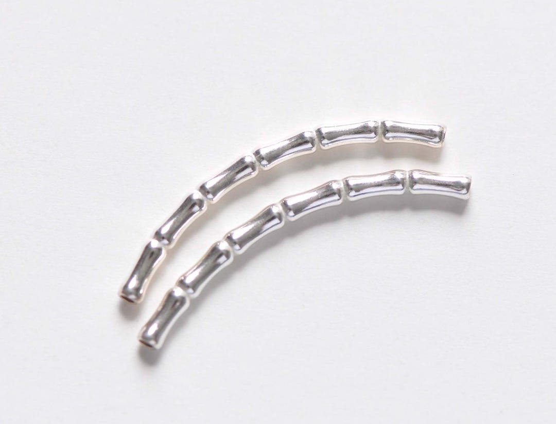Polished 925 Sterling Silver Curved Bamboo Tubes 35mm - Etsy