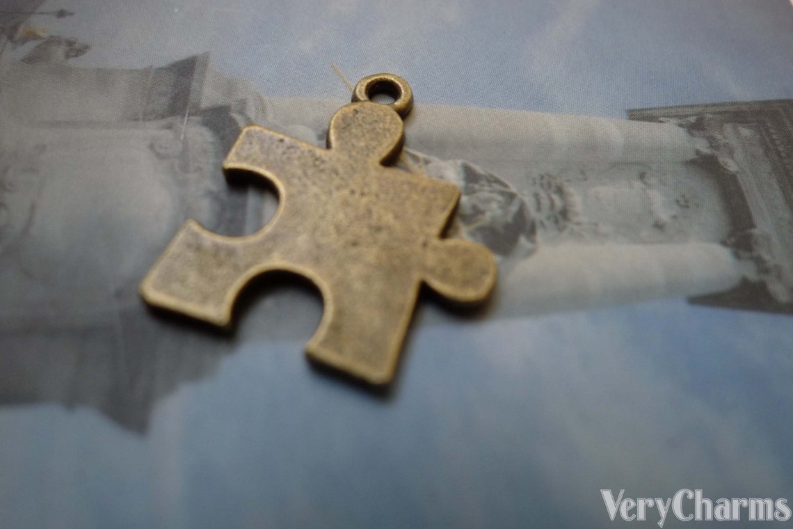 20 Pcs Antique Bronze Puzzle Piece Charms 19x22mm A6317 - Etsy