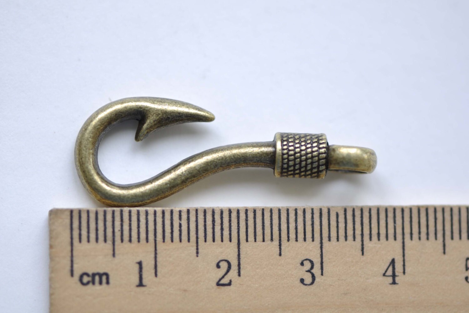 Fish Hook Charms Antique Bronze Coiled End Large Hole Fishing - Etsy