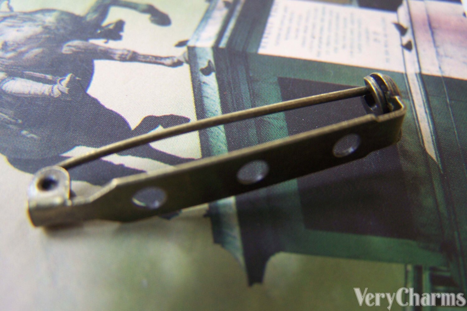 Antique Bronze Long Brooch Pin Back With Roll Safety Clasp - Etsy