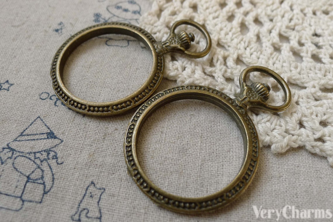 Pocket Watch Frame Antique Bronze Round Pendants 37x55mm Set - Etsy