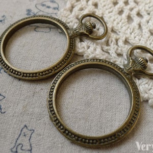 Pocket Watch Frame Antique Bronze Round Pendants 37x55mm Set of 4 Pcs ...