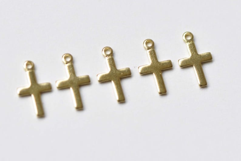 50 Pcs Raw Brass Tiny Plain Cross Charms Embellishments 6x10mm A8529 - Etsy