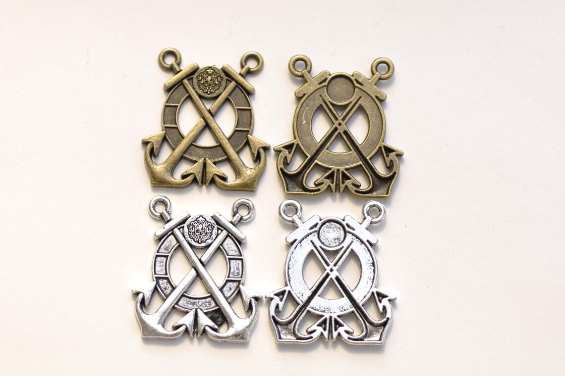 Double Anchor Life Ring Charm Pendants Antique Bronze/silver Finish ...