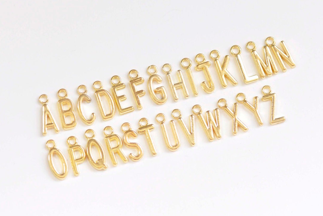 Shiny Gold Small Alphabet Letter Tags Initial Charms A-Z Size 6x16mm - Etsy