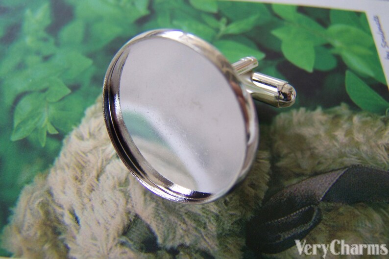 Silver Bezel Cuff Links Cufflinks Cup Match 20mm Cabochon Set of 10 (5 ...