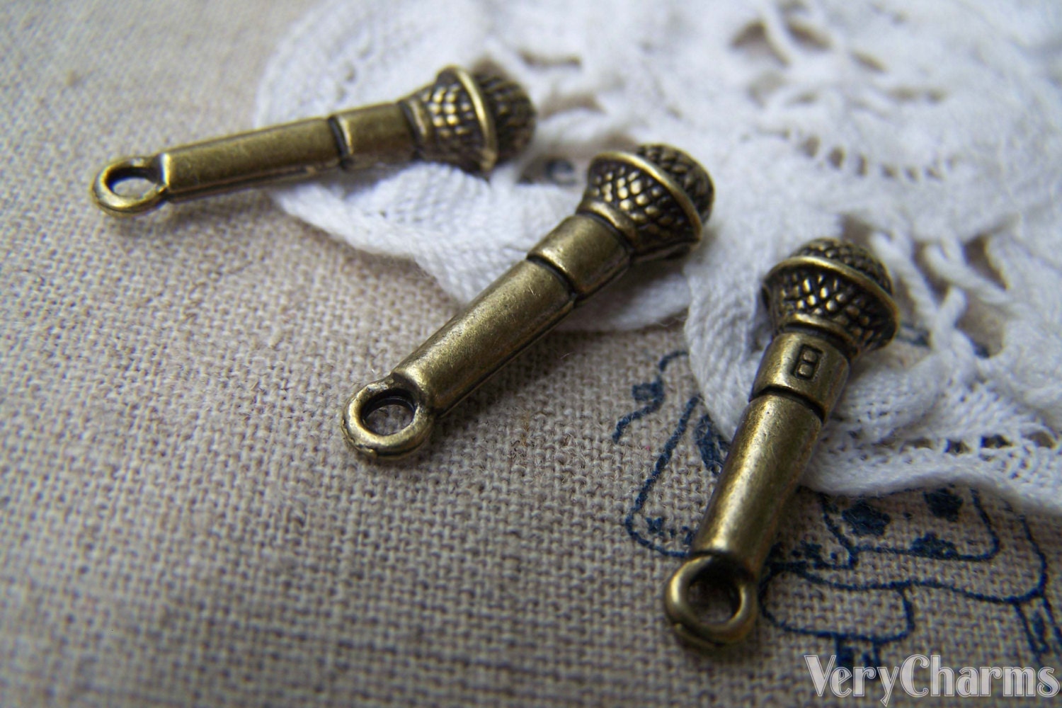 Microphone Charms Antique Bronze Pendants 7x25mm - Etsy
